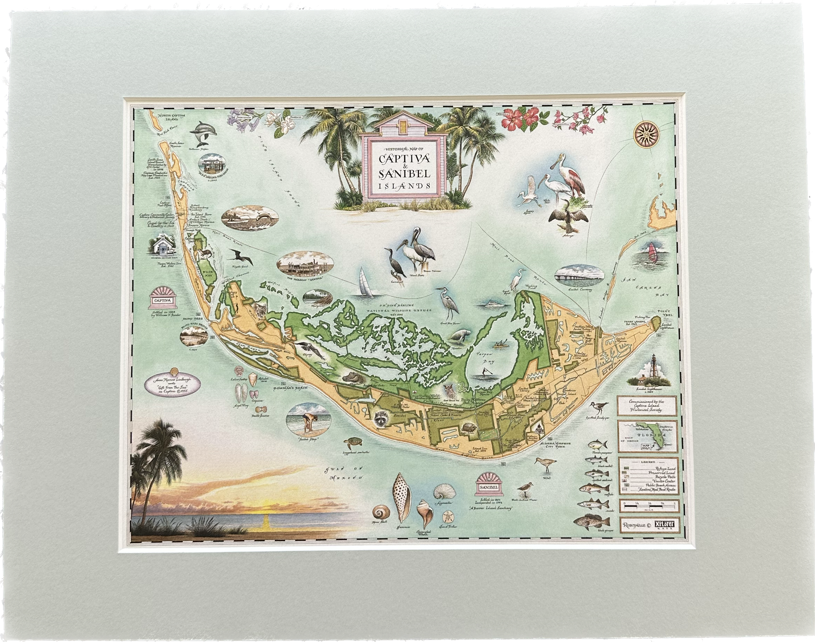 Sanibel & Captiva Vintage Map Items: Tote Bag, Sticker, Note Card, Pos ...